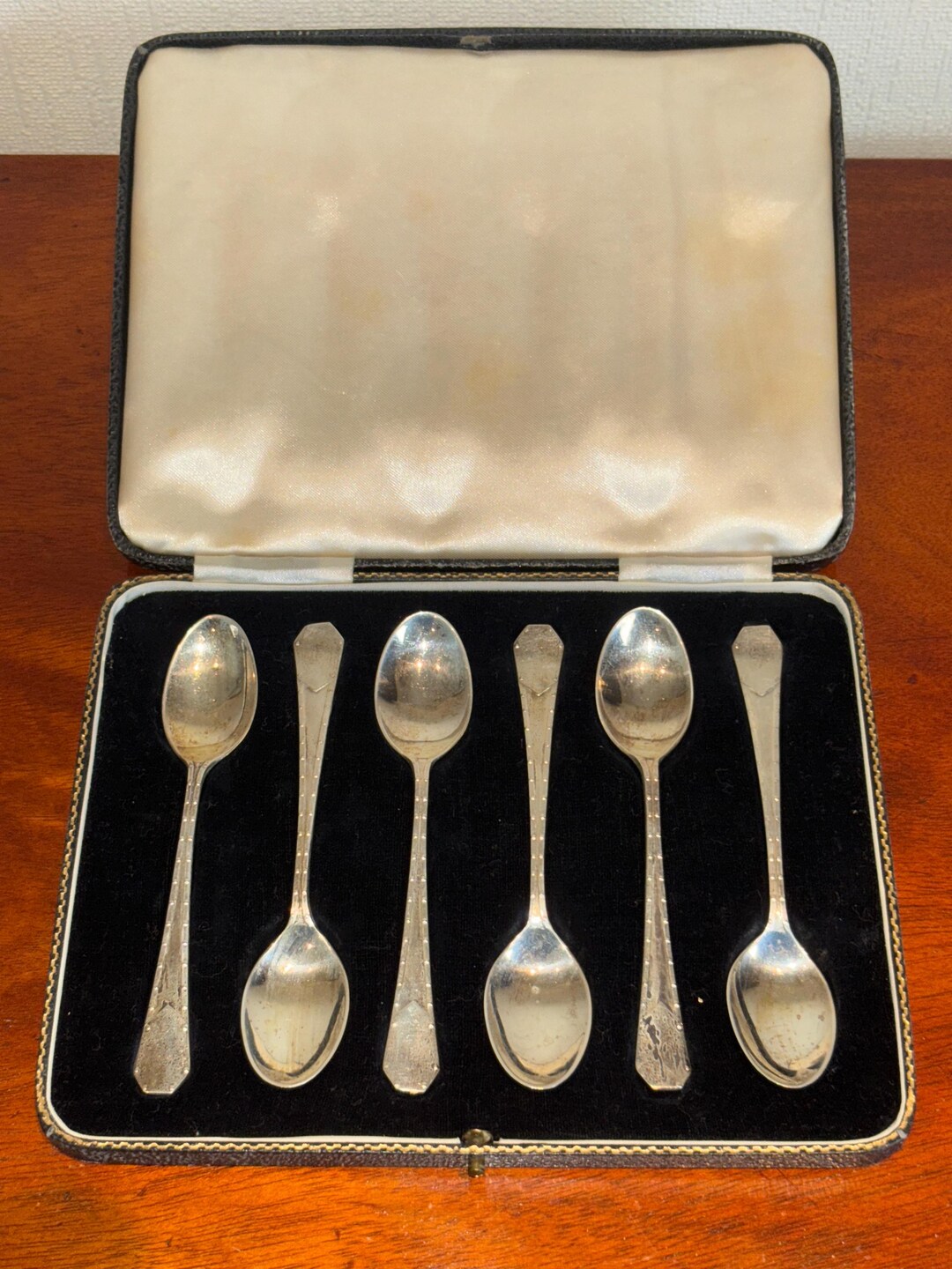 Vintage Silver-plated Teaspoon Set in Fitted Case | 6-piece Art Deco ...