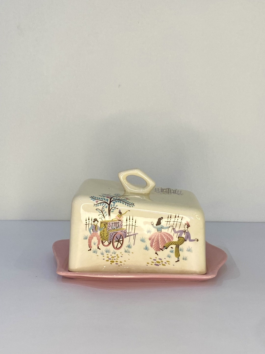 Vintage Illustrated Butter Dish - Etsy