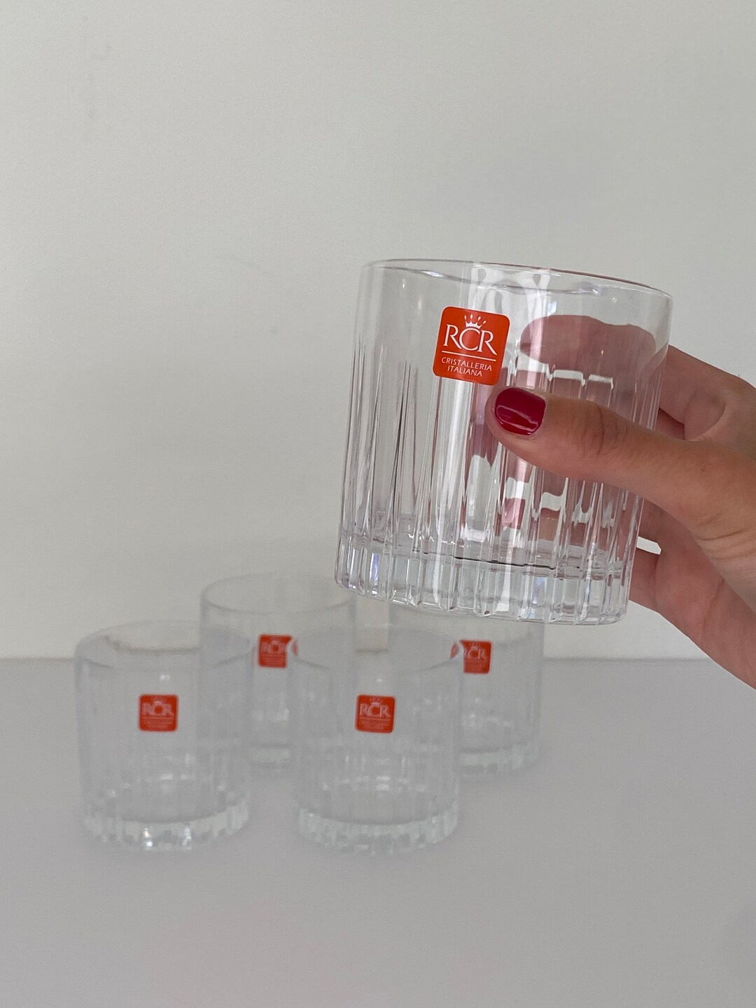 Set of 5 RCR Cristalleria Italiana Tumblers - Italian Crystal Glasses ...