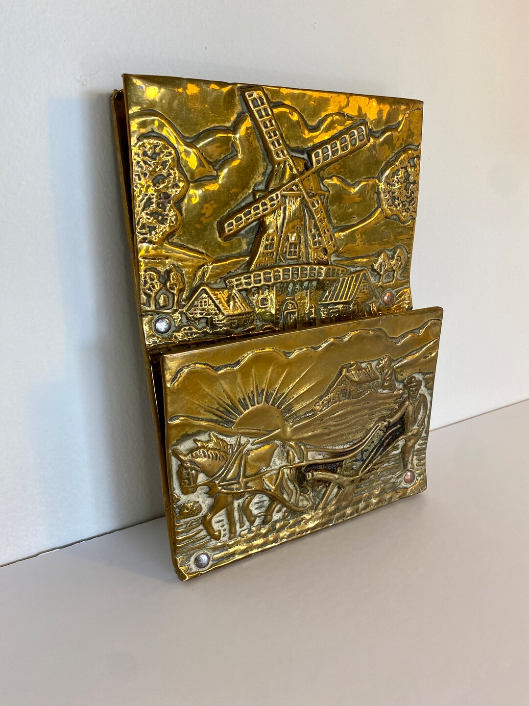 Vintage Peerage Brass Wall Mail Holder - Rustic European Countryside ...