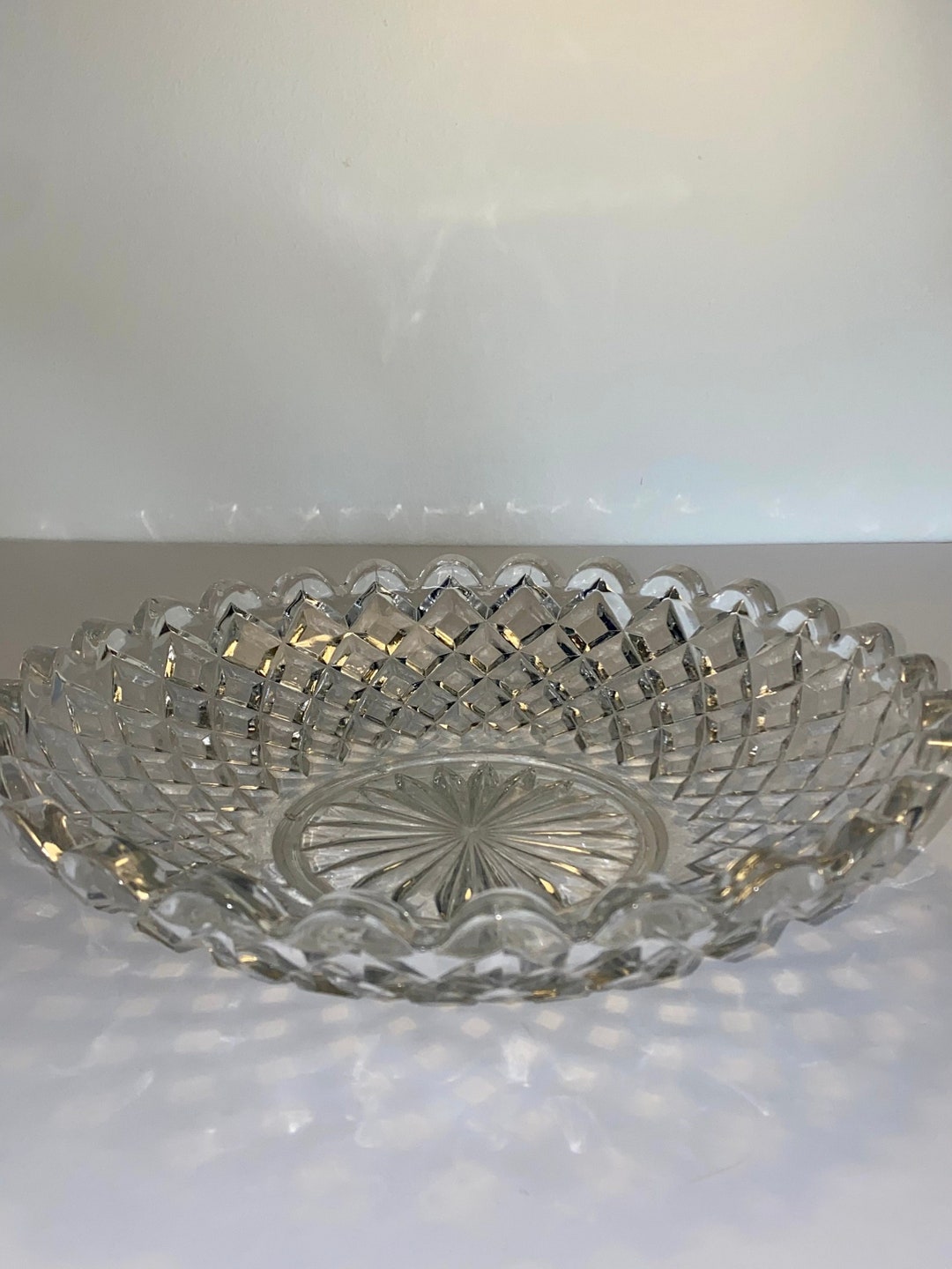 Vintage Anchor Hocking Waterford Waffle Crystal Bowl - Depression Glass ...