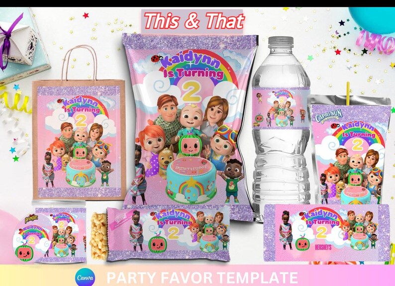 Coco Melon,party Favor Bundle 12 Pc Filled & Unfilled Chips, 8oz Water ...