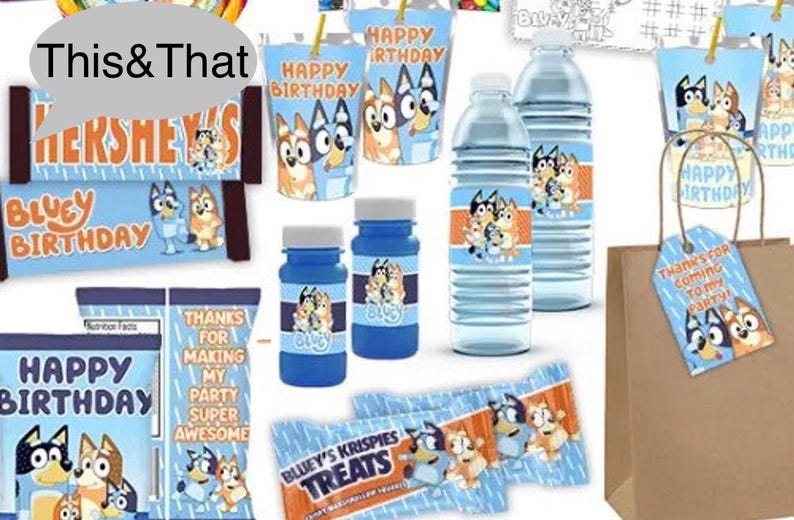 Bluey Lables/we Print & Ship /unfilled/ 12PC Set No Treats Included ...