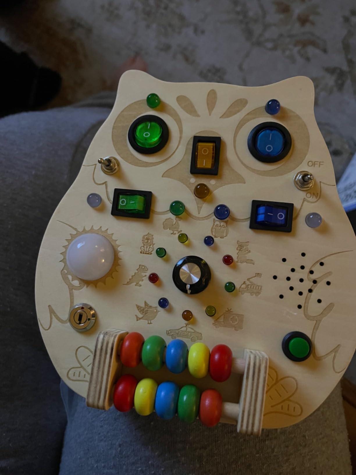 Montessori Busy Board Wooden Sensory Toy With LED Light Switches ...