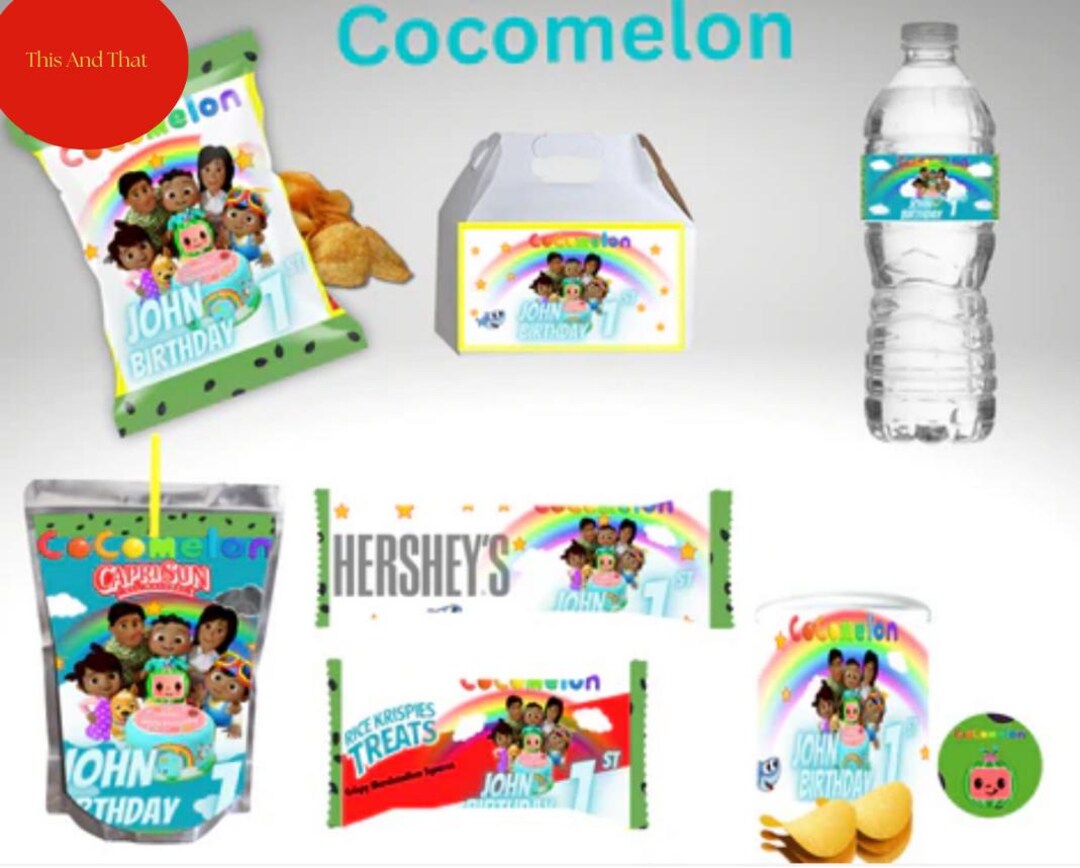 Cocomelon Custom Party Package Unfilled 12 PC Set Krispies/ Fruit ...