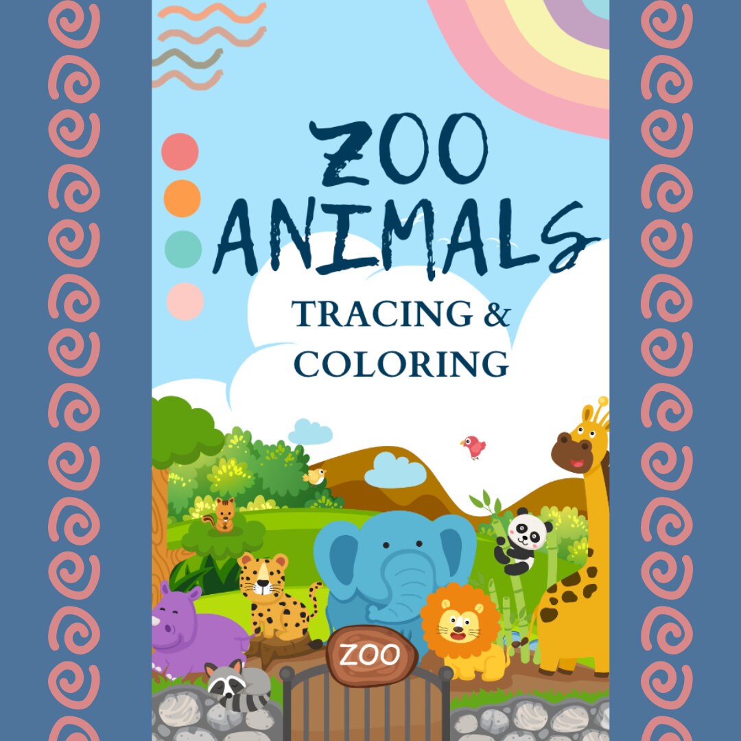 Zoo Animals Tracing & Coloring - Etsy