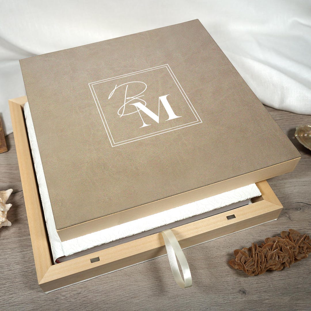 Wooden and Fabric Box, Photo Album Box, Wedding Keepsake Box ...