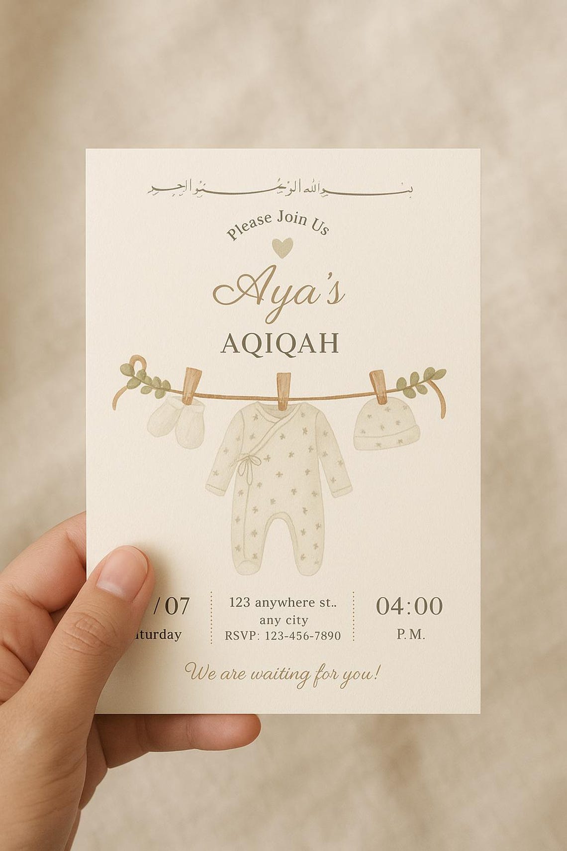 Editable Aqiqah Invitation Template - Muslim Baby Shower (digital ...