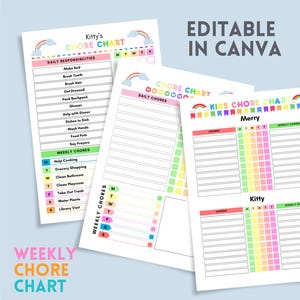 Editable Kids Chore Chart | Printable Responsibility Tracker for ...