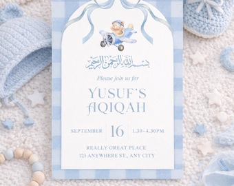 Editable Aqiqah Invitation Template - Muslim Baby Shower (digital ...