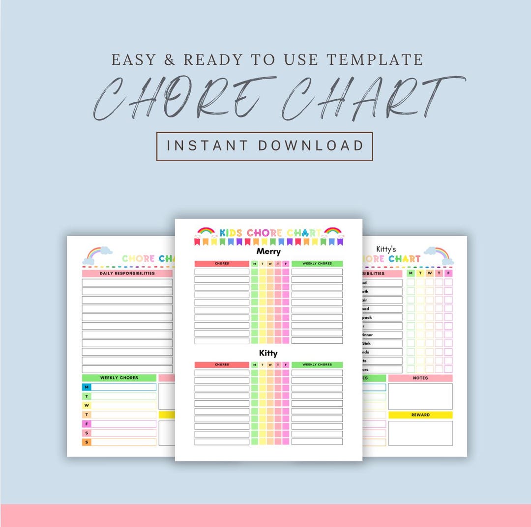 Editable Weekly Chore Chart for Kids | Fun and Easy Kids Responsibility ...