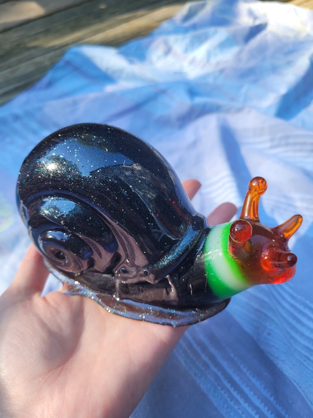 Resin Snail | Drip Snail | Snail Art | Giant Snail Decor | Green and ...