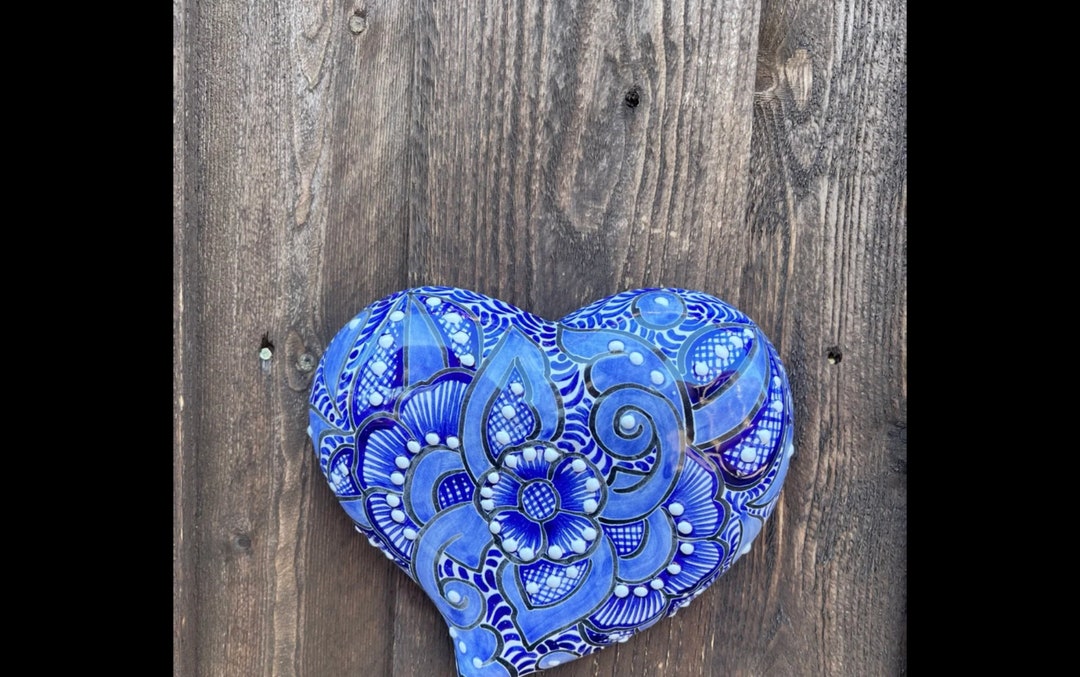 Mexican Talavera Hanging Heart Wall Decor, Pottery. - Etsy