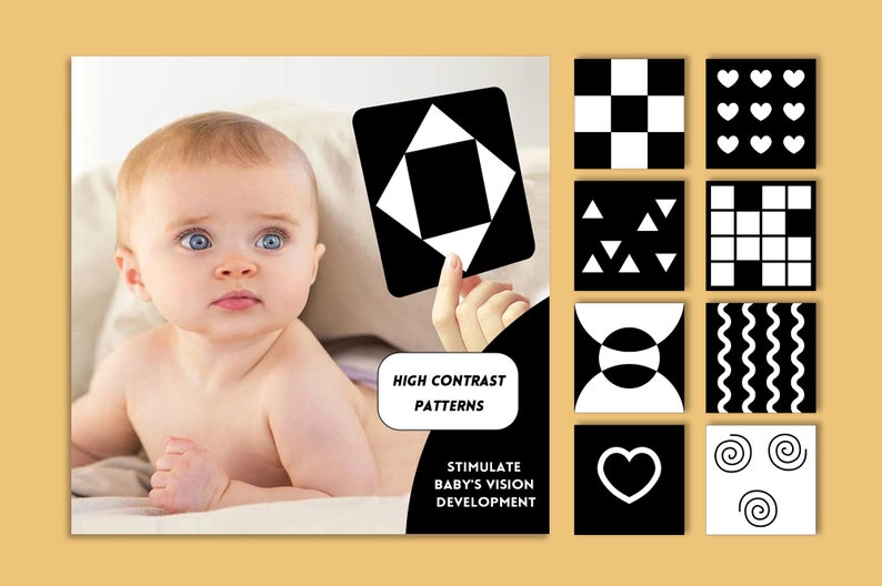 High Contrast Montessori Printable Cards. Black White Geometric ...