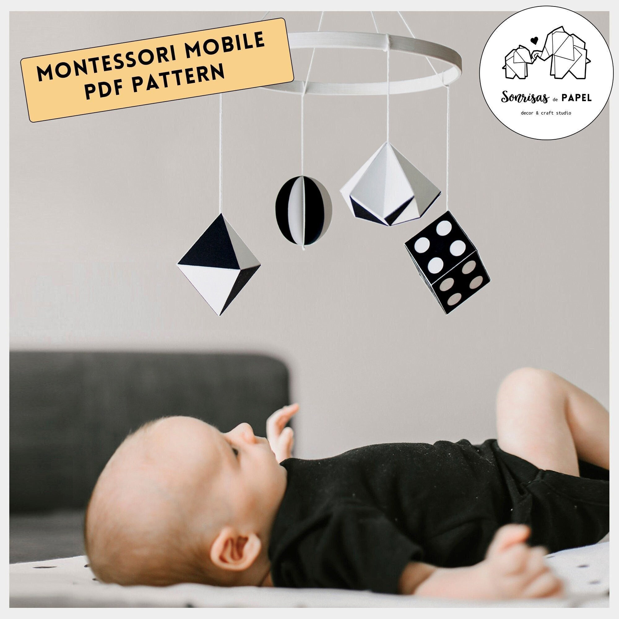 Contrast Mobile Craft Template With Geometric Figures PDF DIY - Etsy