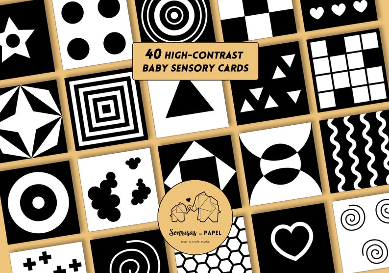 High Contrast Montessori Printable Cards. Black White Geometric ...