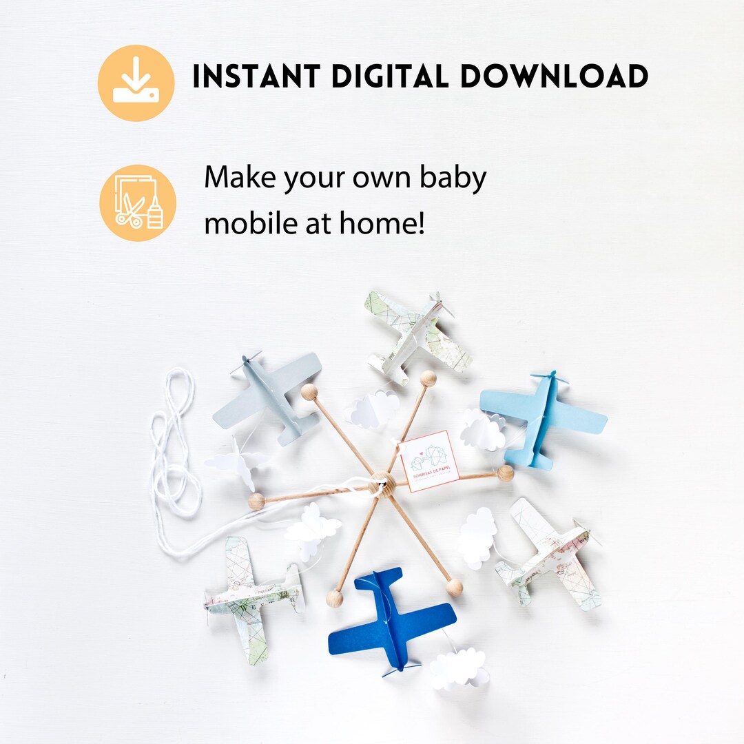Diy Baby Mobile. Airplane Mobile PDF Pattern. Printable Craft Template ...