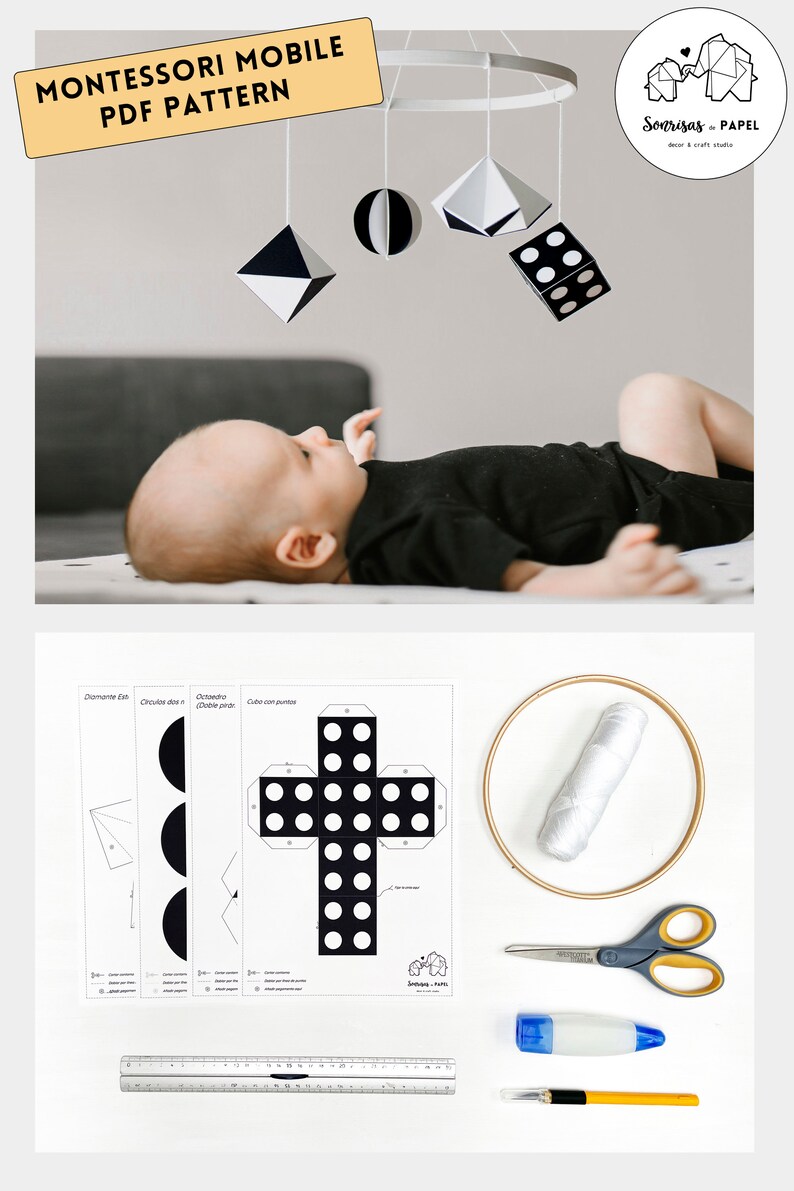 Contrast Mobile Craft Template With Geometric Figures PDF DIY - Etsy