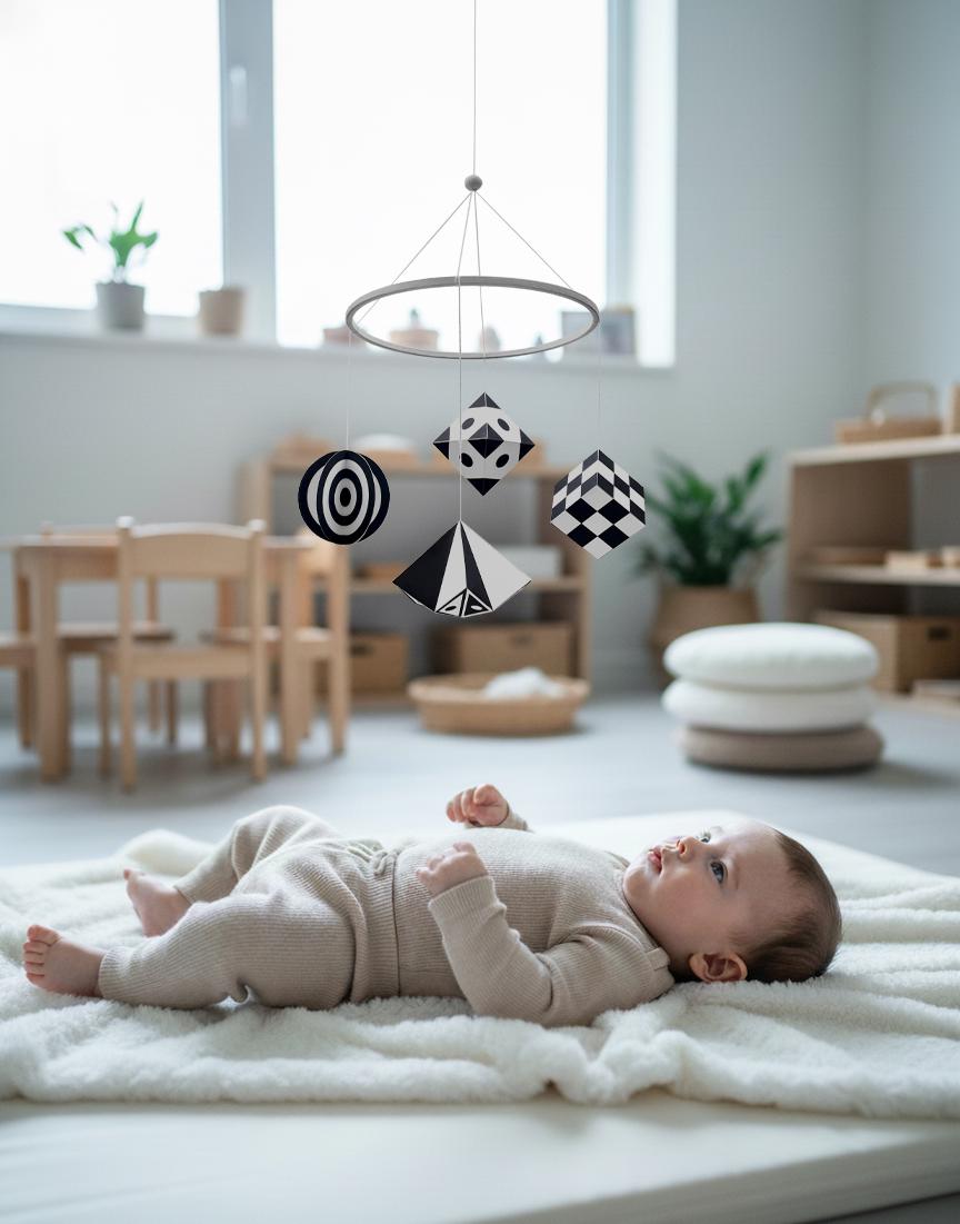 Printable Montessori Mobile DIY. Black White Hight Contrast Mobile for ...