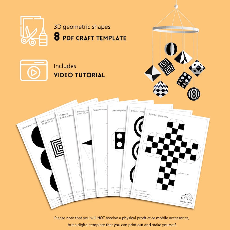 DIY Montessori Mobile. Craft Template With Geometric Shapes PDF - Etsy