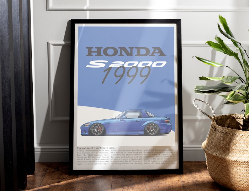 Honda S2000 Illustrated Car Poster: Digital Artwork JDM Iconic Sports ...