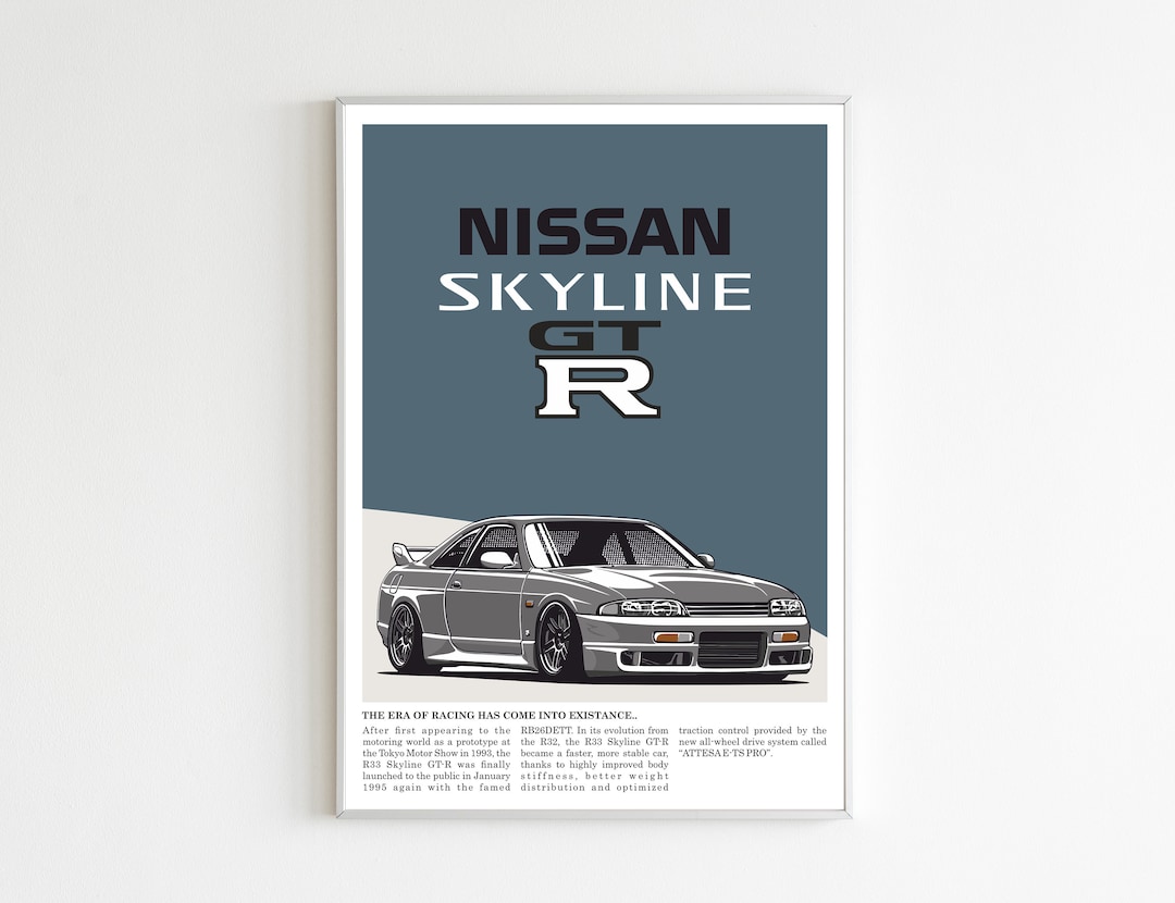 High-quality Nissan GTR Car Poster - Digital Download for Automotive Enthusiasts - Instant Art ...
