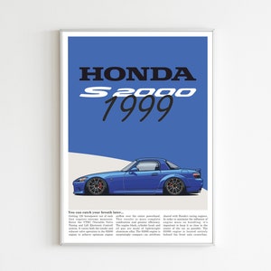 Honda S2000 Illustrated Car Poster: Digital Artwork JDM Iconic Sports ...