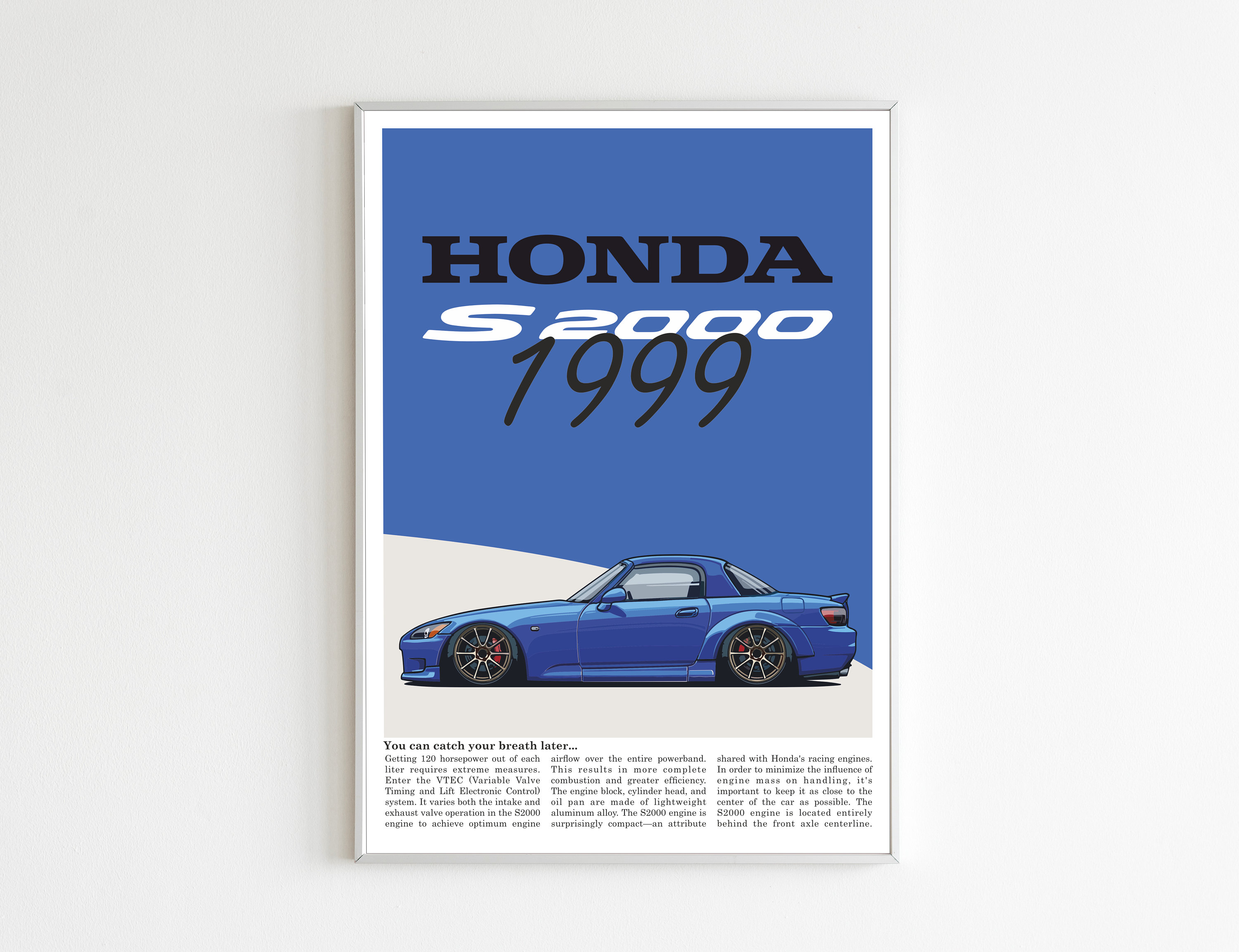 Honda S2000 Illustrated Car Poster: Digital Artwork JDM Iconic Sports ...