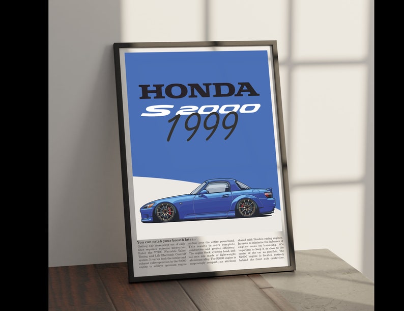 Honda S2000 Illustrated Car Poster: Digital Artwork JDM Iconic Sports ...