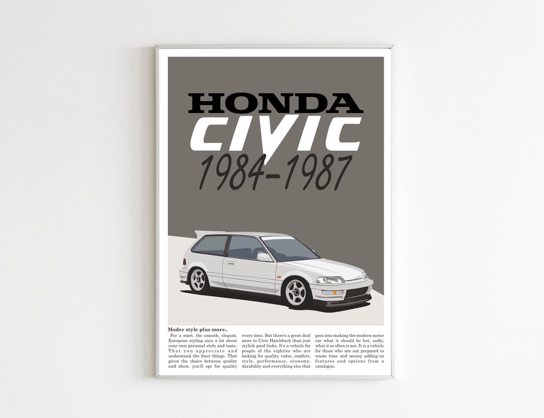 Honda Civic 1984-1987 Illustrated Car Poster (digital Download) - Etsy