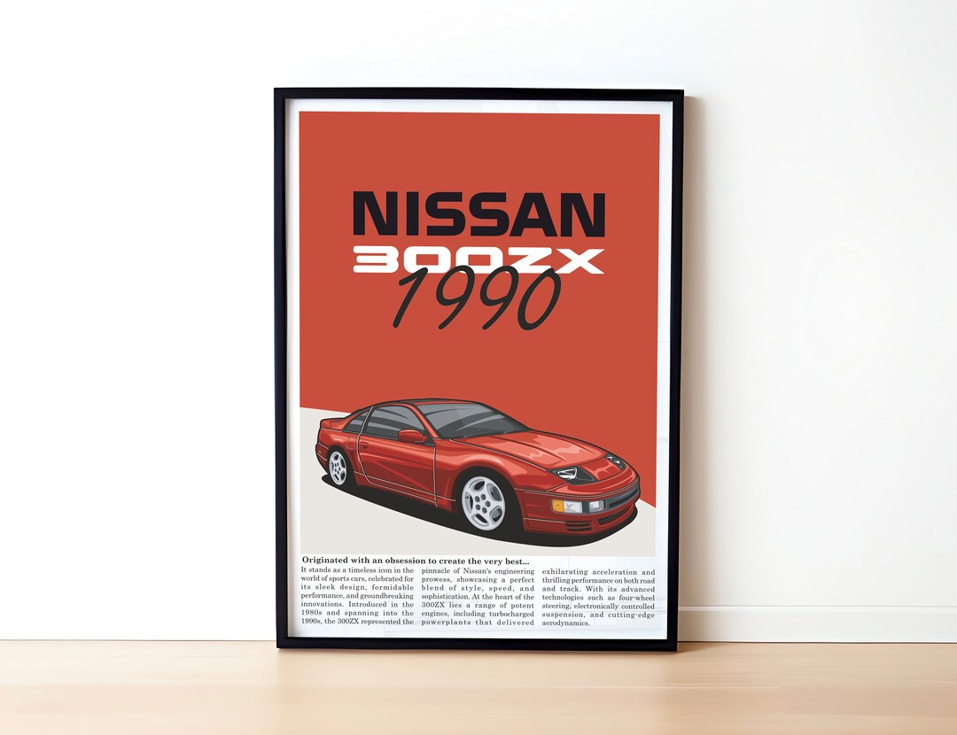 Unlock the Thrill: Nissan 300ZX Illustrated Car Poster High-quality ...