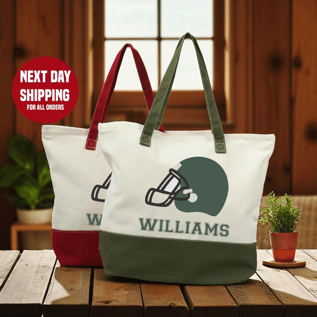 Personalized Football Tote Bag: Custom Sports Fan Gift - Etsy