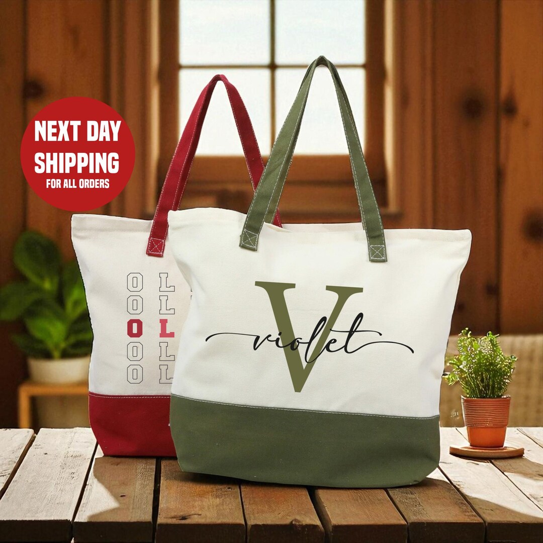 Custom Name Canvas Tote Bag: Personalized Monogrammed Gift - Etsy