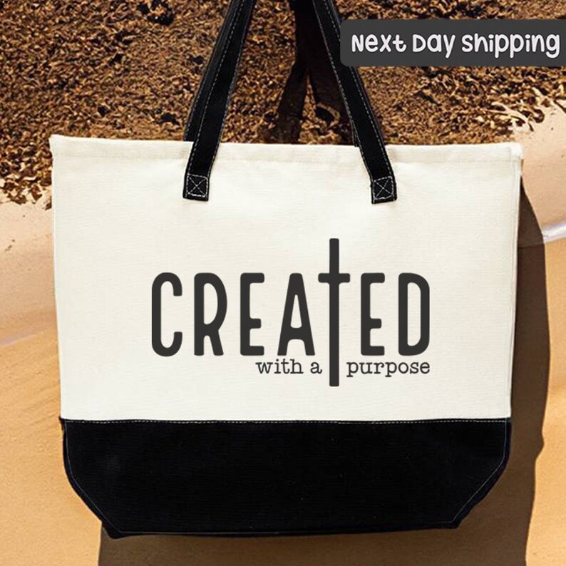 Christian Tote Bag, Created With A Purpose, Gift for Christians, Bible ...