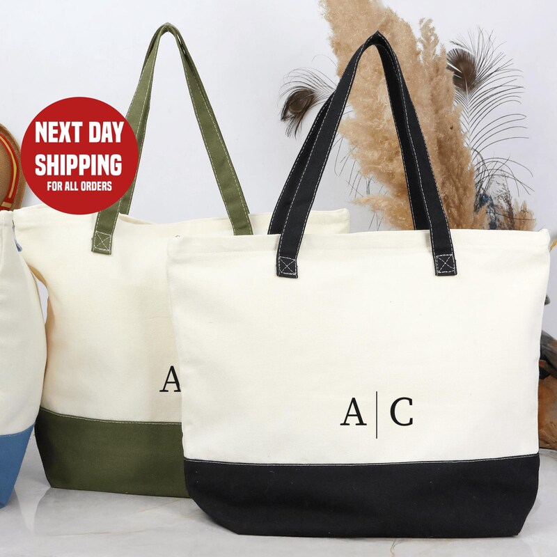 Initial Tote Bag - Etsy
