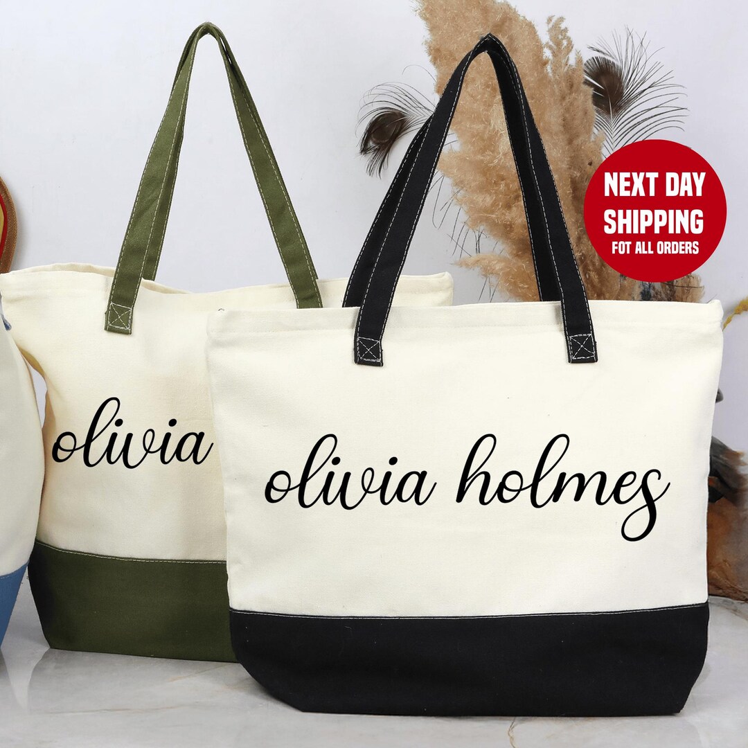 Custom Name Tote Bag, Personalized Name Tote Bag, Canvas Tote Bag ...