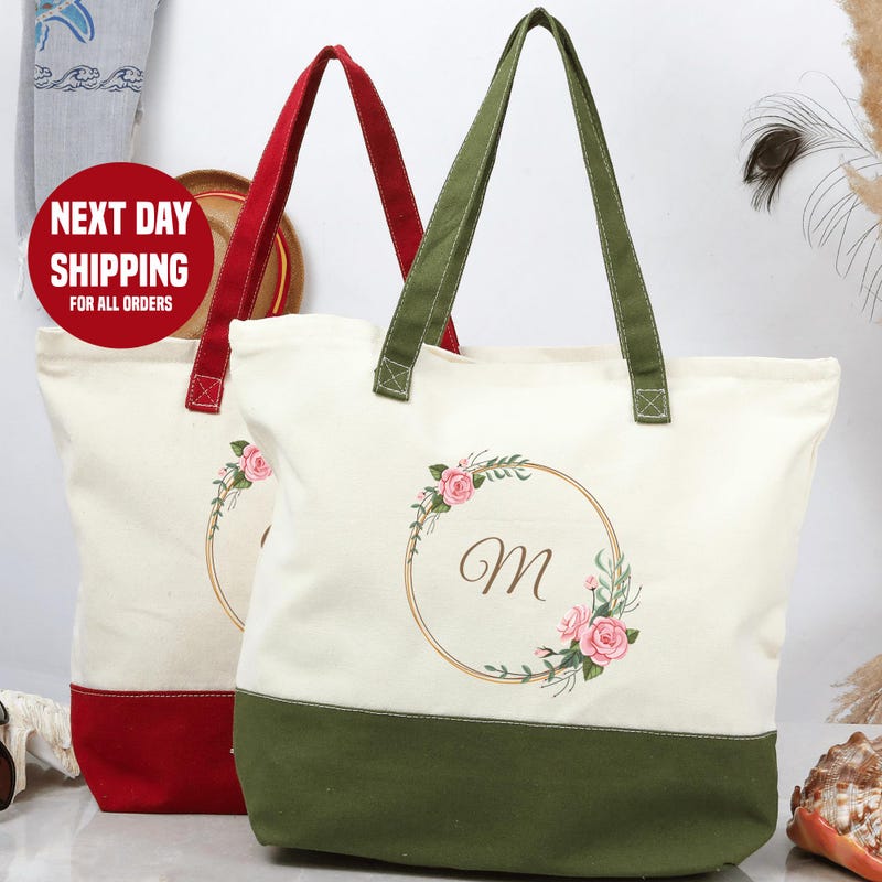 Initial Tote Bag - Etsy
