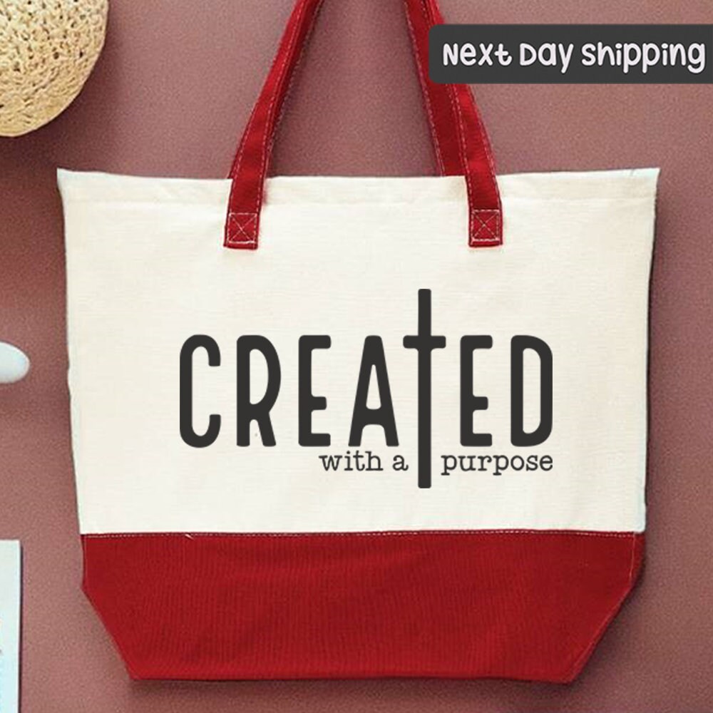 Christian Tote Bag, Created With A Purpose, Gift for Christians, Bible ...