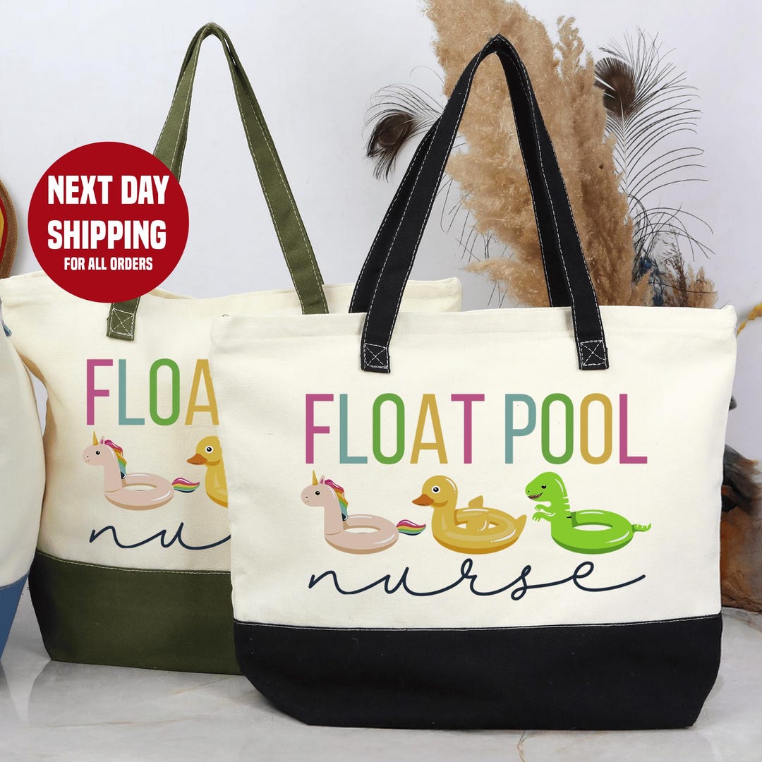 Float Pool Nurse Totebag, Retro Nurse Totebag, Funny Registered Nurse ...