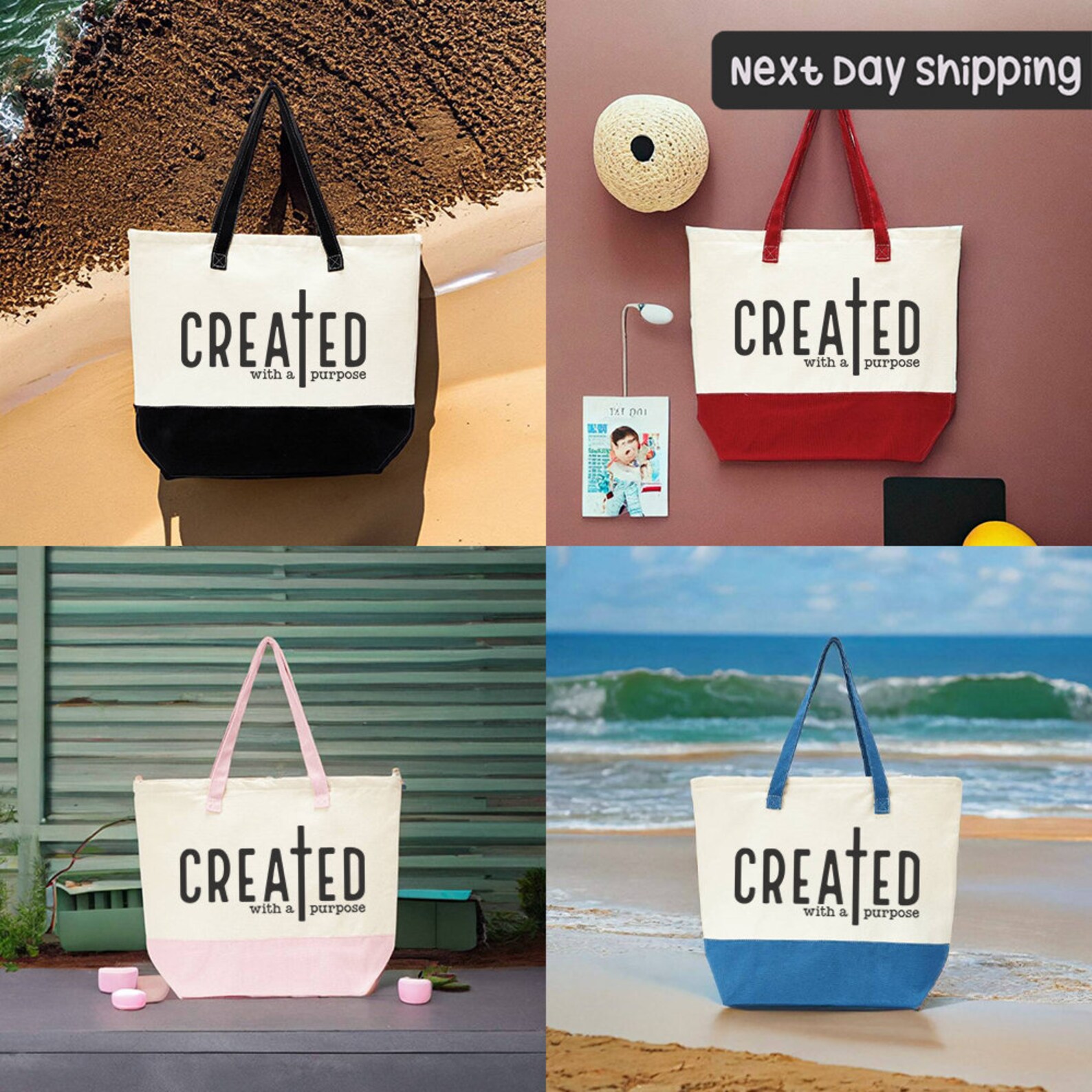 Christian Tote Bag, Created With A Purpose, Gift for Christians, Bible ...