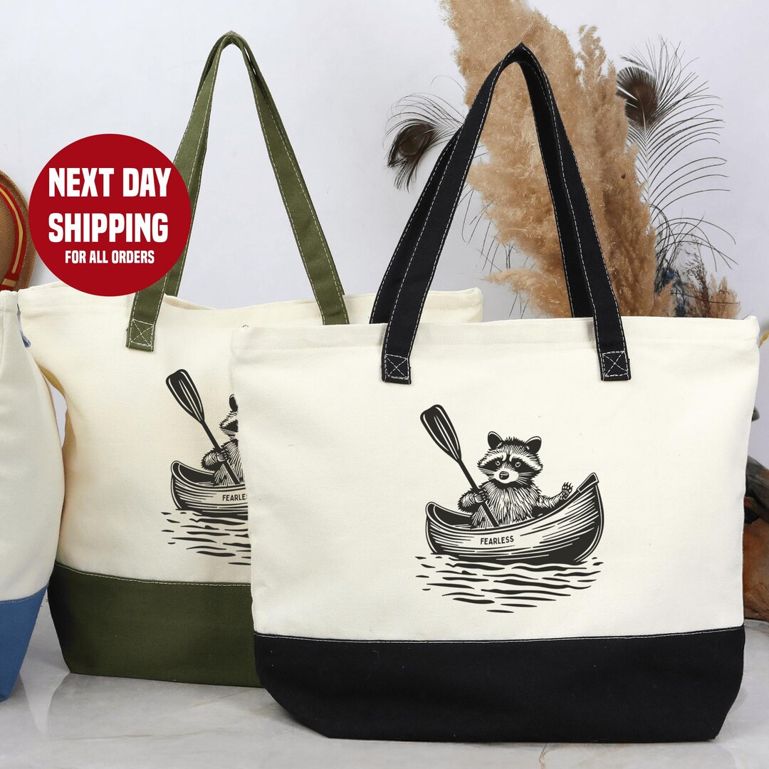 Weird Raccoon Totebag, Fearless Raccoon Driving Boat, Gift for Animal ...
