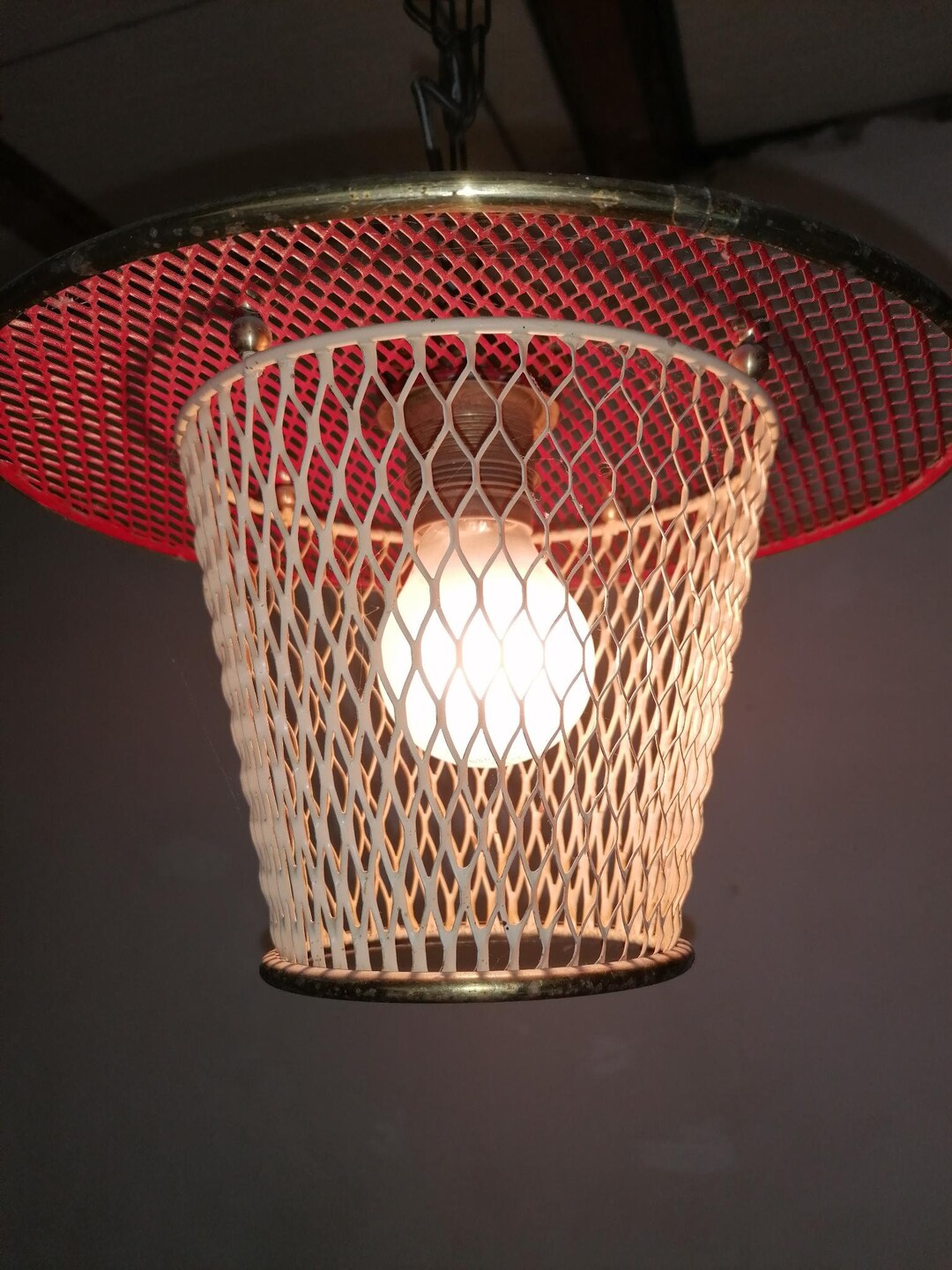Hanging Lamp Ceiling Light Mid Century '50s '50s Rockabilly Net Metal ...