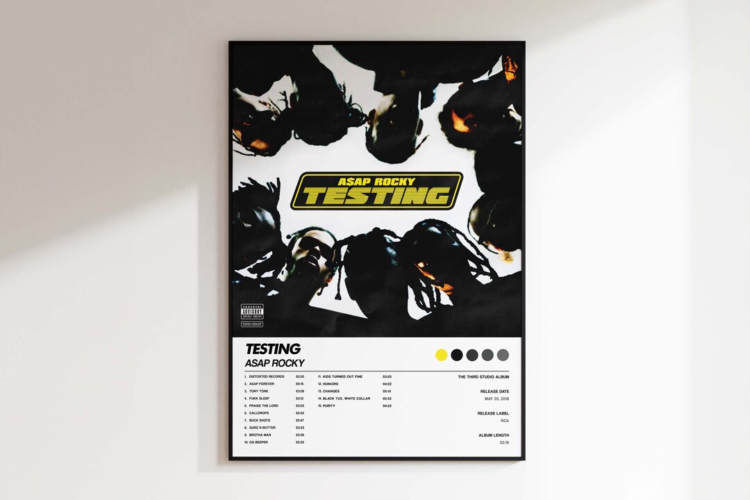 Asap Rocky 'testing' Album Cover Poster, Tracklist Poster, Digital ...