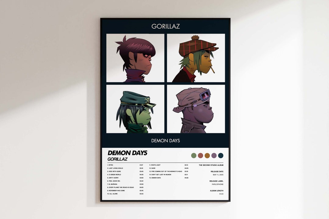 Gorillaz 'demon Days' Album Cover Poster, Tracklist Poster, Digital ...