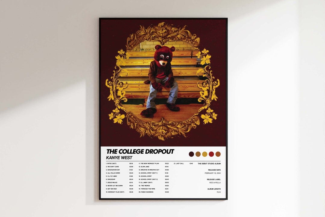 Kanye West 'the College Dropout ' Album Cover Poster, Tracklist Poster ...