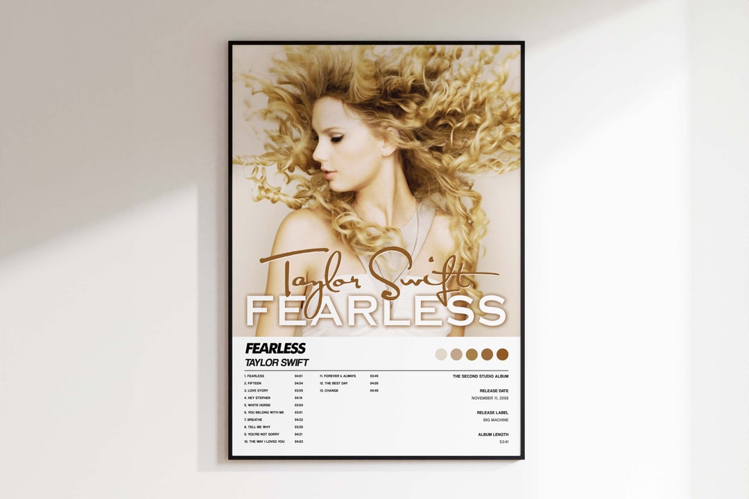 Taylor Swift 'fearless' Album Cover Poster, Tracklist Poster, Digital ...