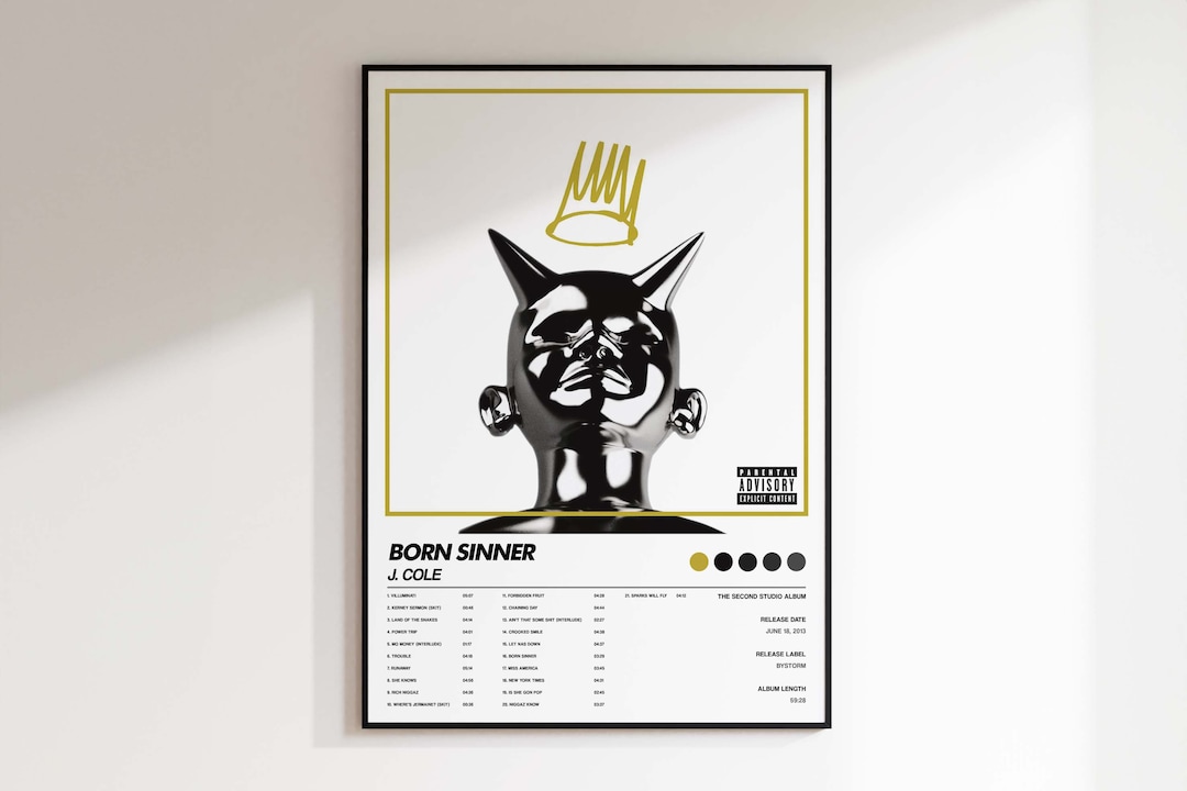 J Cole 'born Sinner DELUXE' Album Cover Poster, Tracklist Poster ...