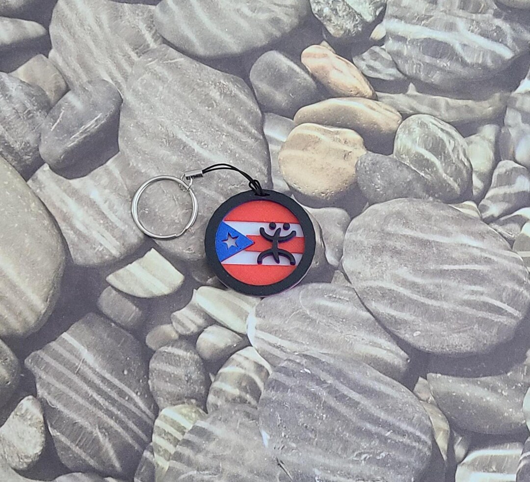 Puerto Rico Flag - Coqui Taino - Keychain - 3D Printed - Unique Design ...