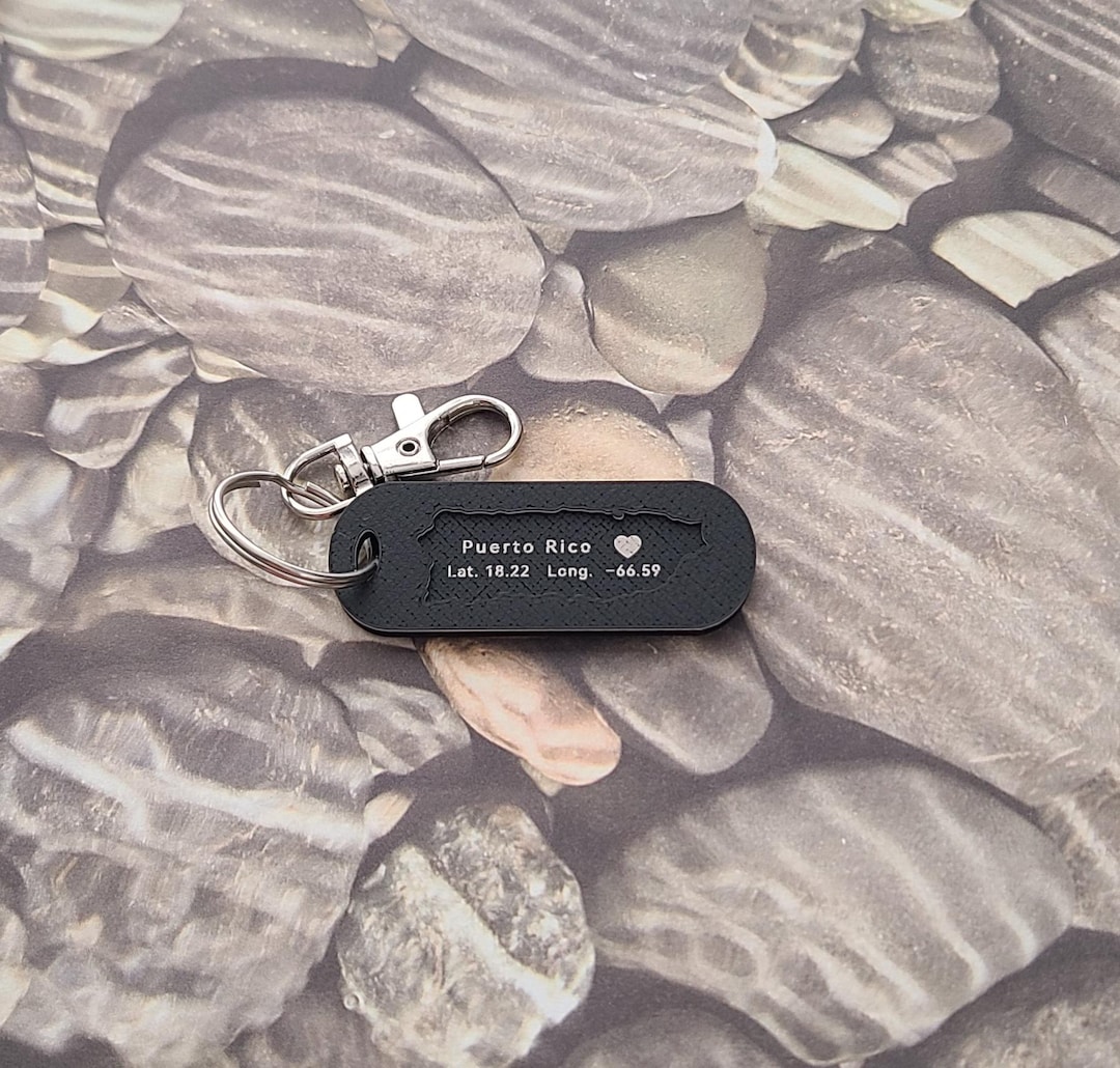 Puerto Rico Island Keychain 3D Printed Various Patterns, Engravings and ...