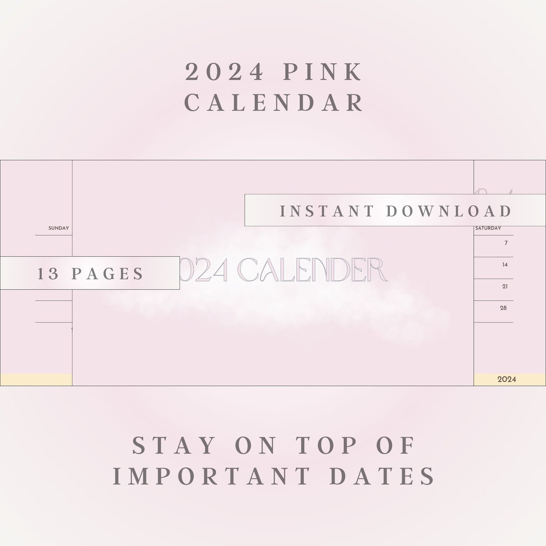 Digital 2024 Pink Minimalistic Calendar, iPad Goodnotes Calendar, - Etsy